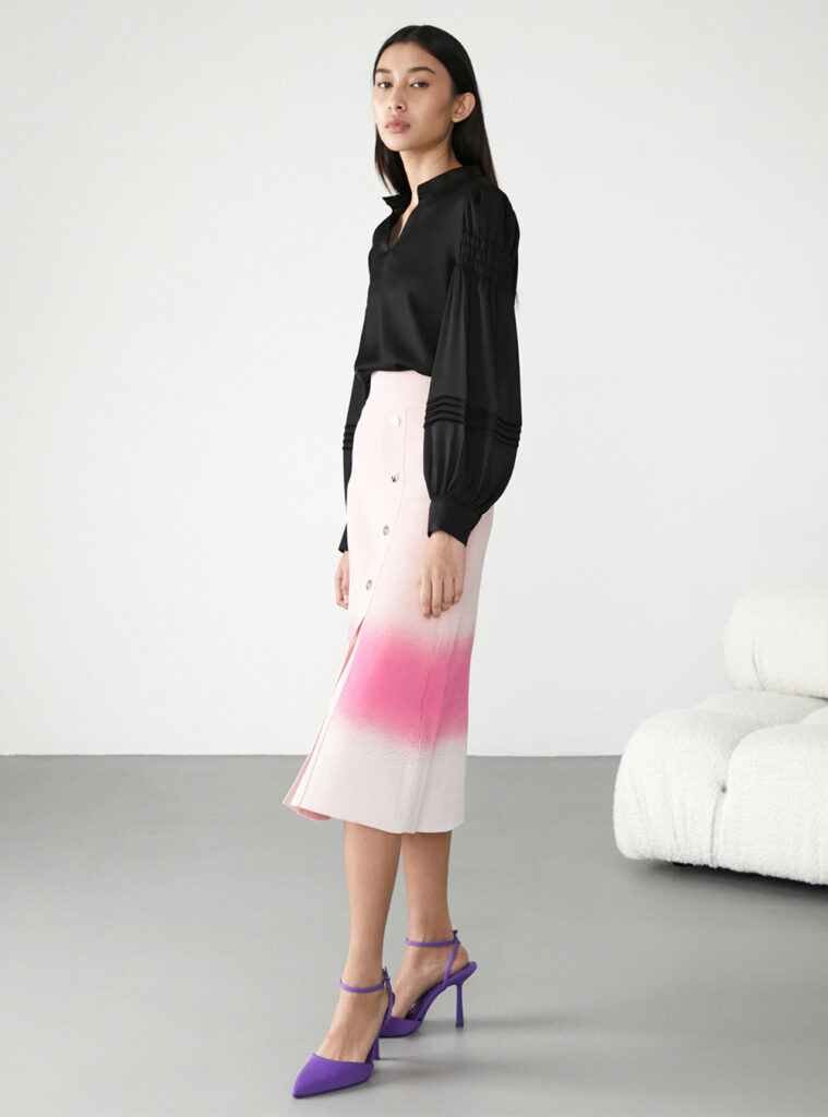 Smocking Pintuck Sleeved Blouse in Black - SocietyA