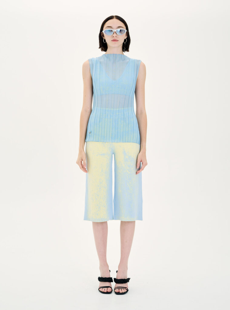 Jasmine Sheer Tank Top in Airway Blue by PH5 - societyA
