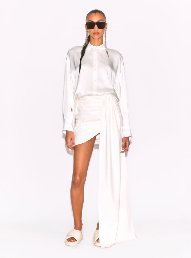 Doubleface Satin Multiway Button Down Shirt by Lapointe - societyA