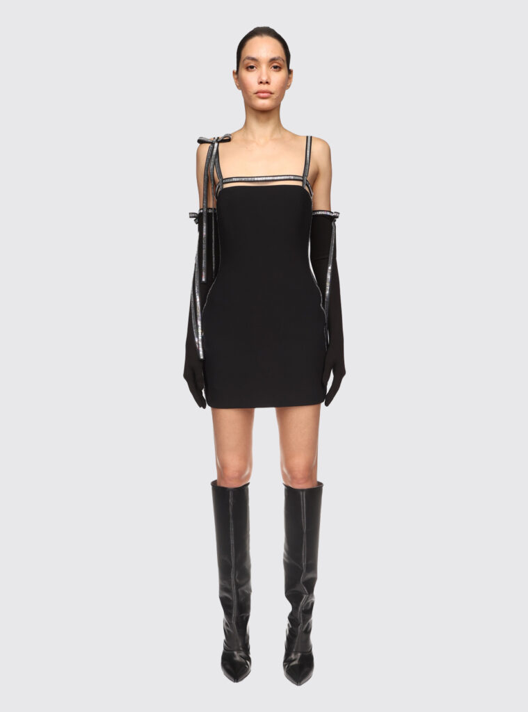 Crystal Grosgrain Trim & Bow Strap Detail Dress by David Koma - societyA
